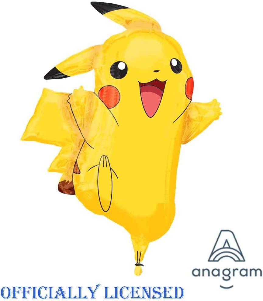 Anagram Pikachu Foil Balloon Bouquet Set | Intended for Pokemon Pokeball Theme | Party Accesory | Multicolor | Birthday, AN-29460,AN-36332