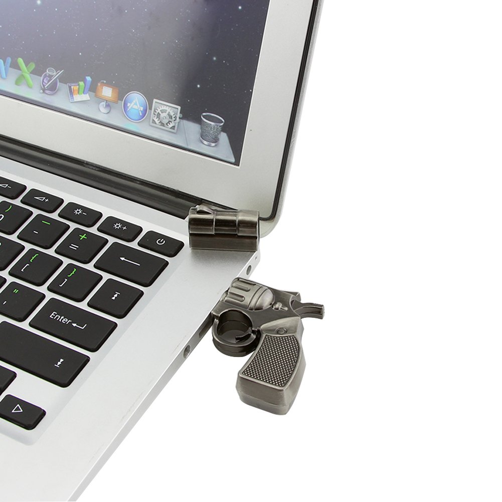 Usbkingdom 64GB USB 2.0 Flash Drive Cartoon Metal Revolver Pistol Gun Shape Pen Drive Thumb Drive Memory Stick Pendrive Jump Drive Flash Disk