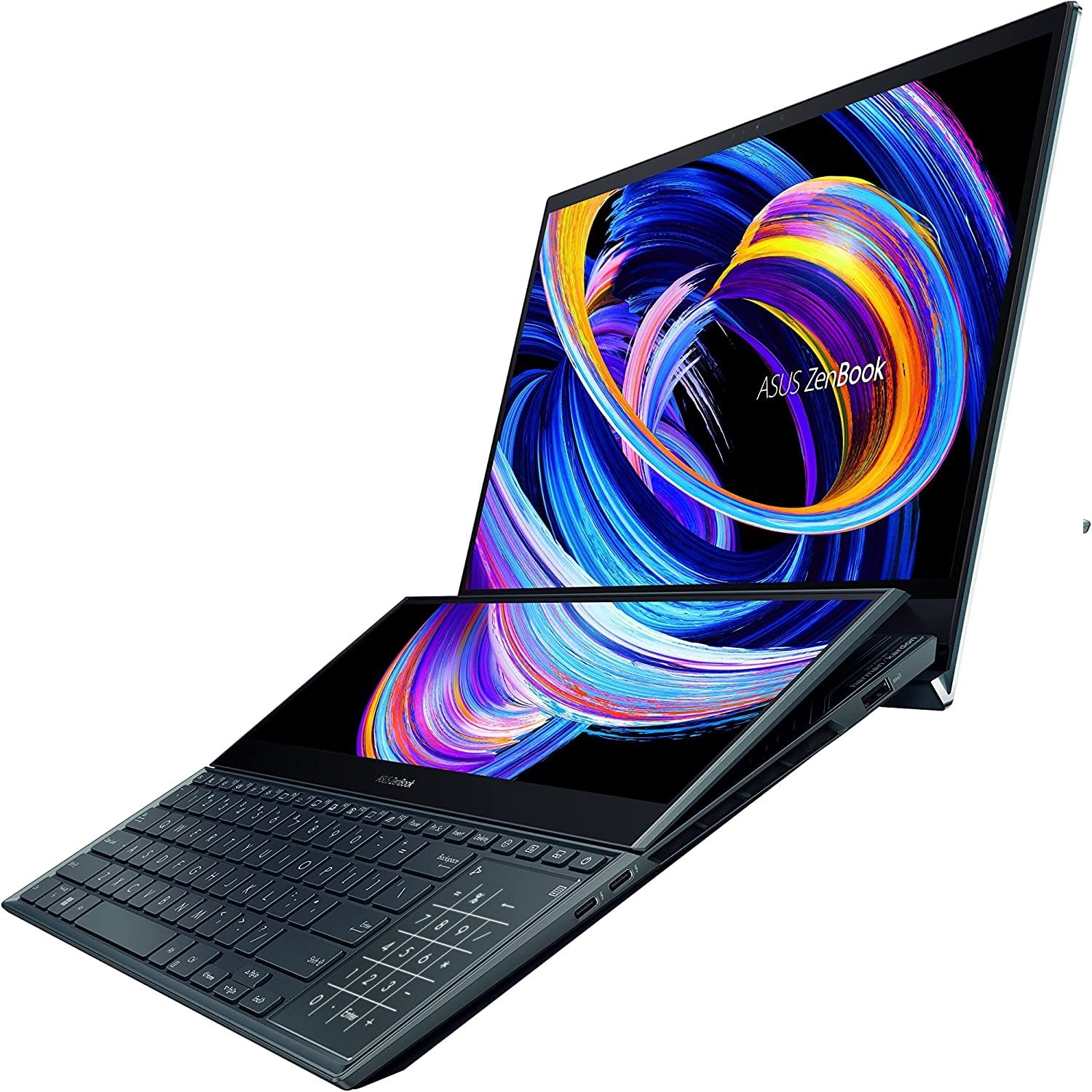 ASUS ZenBook Pro Duo 15 UX582 15.6" 4K OLED Touchscreen (Intel 14-Core i7-12700H, 16GB DDR5 RAM, 1TB SSD, GeForce RTX 3060 6GB) Business Laptop, ScreenPad Plus, Backlit, IST HDMI, Stylus, Win 11 Pro