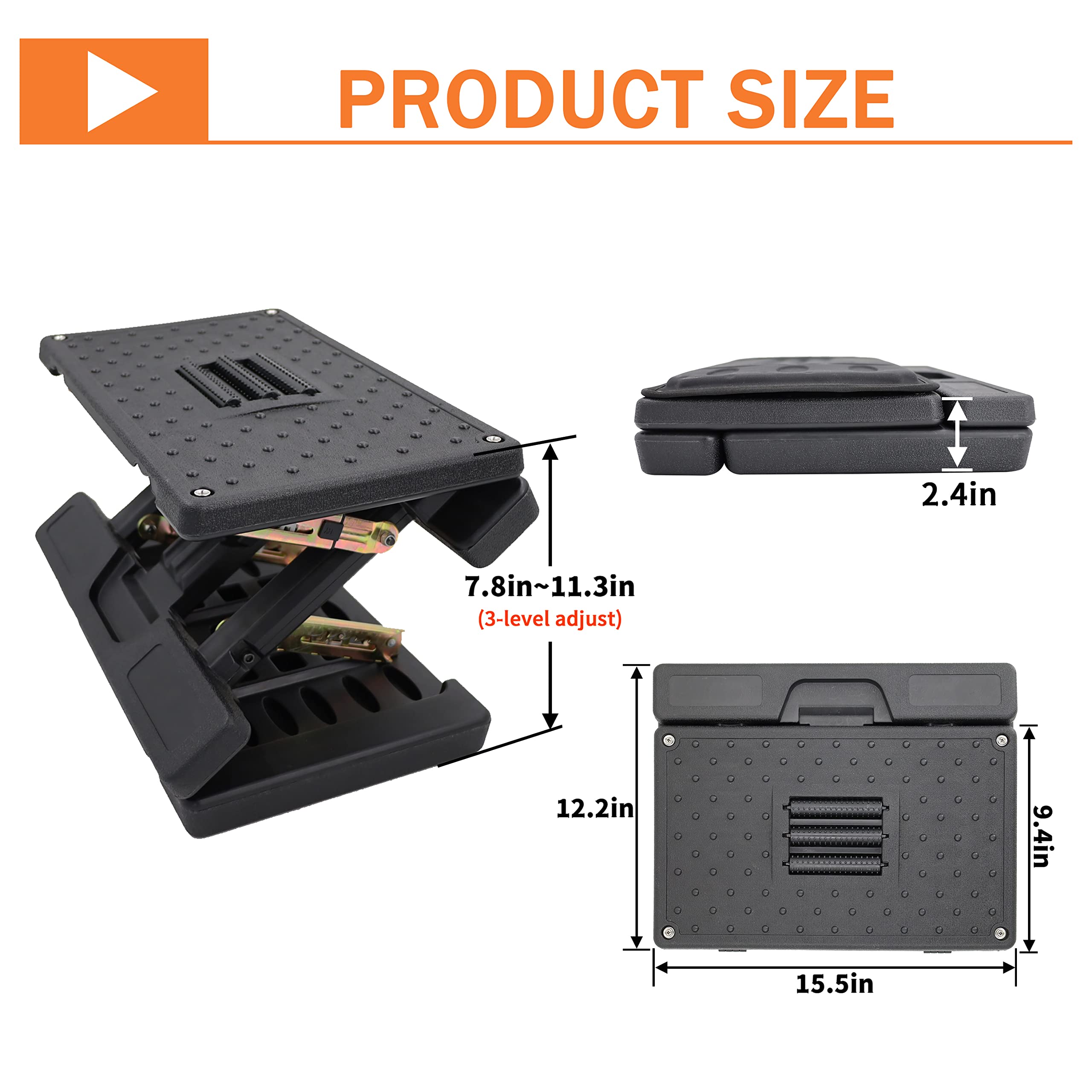 Adjustable Foot Rest Under Desk, Leg Rest with Massage Surface Roller,Foot Stool Ergonomic Adjustment ,Bottom Can Be Filled with Water (Black)
