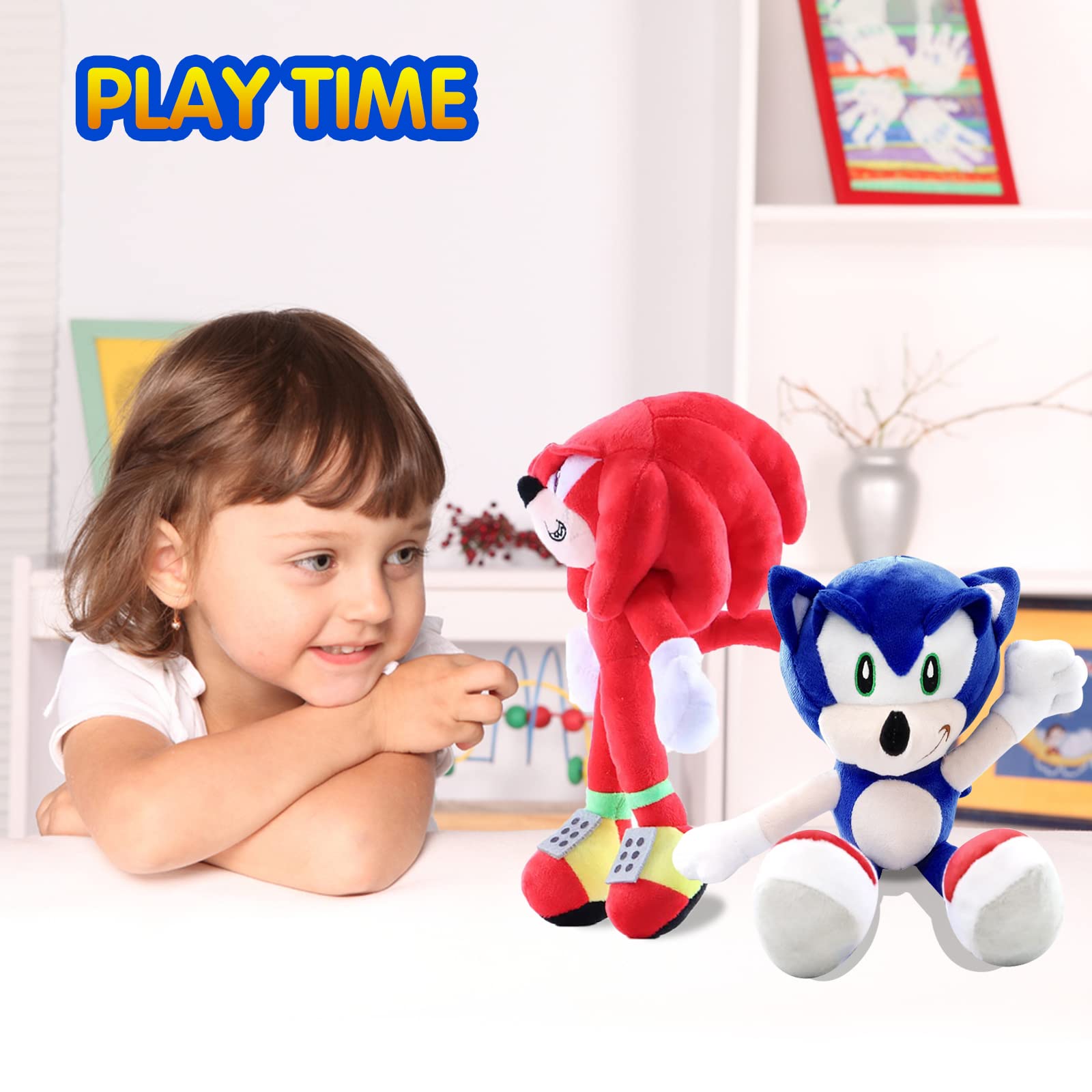 Ayaksmi Sonic Plush, 11'' Tall 2 Toys Figures Cotton Soft Stuffed Game Doll for Kids Boys Girls Gift B+r+y