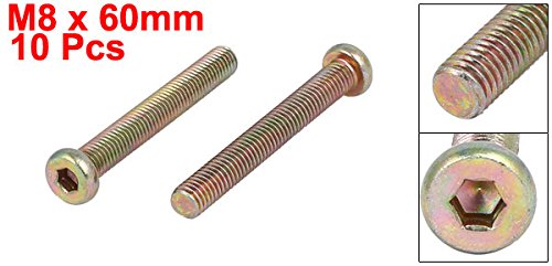 uxcell M8 x 60mm Fully Thread Hex Socket Drive Flat Head Screws Bolts Fasteners 10PCS