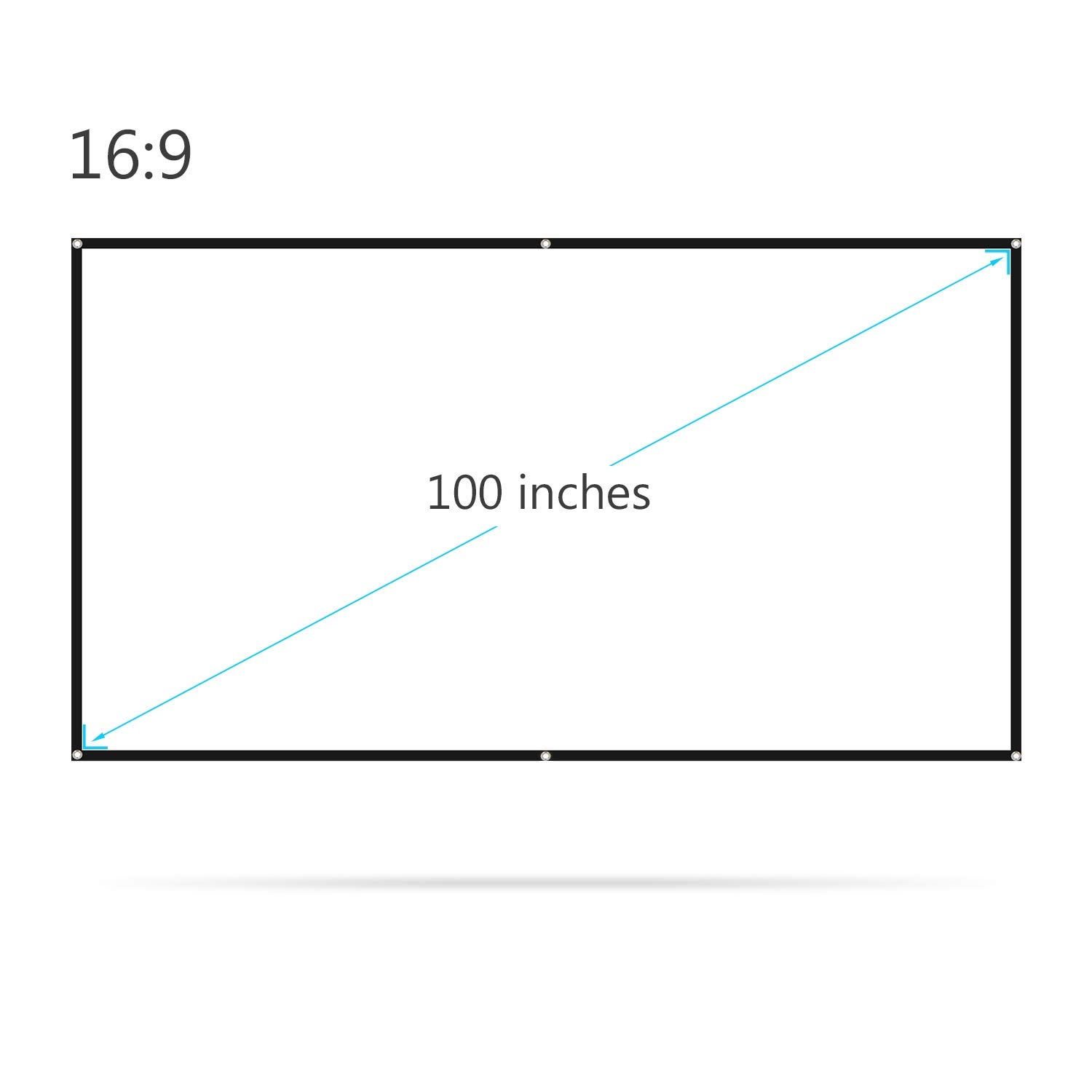 APAINI 100" Projector Screen Widescreen 16:9 Portable Projection Screen Anti-Crease Foldable Projector Movies Screen for Home Office