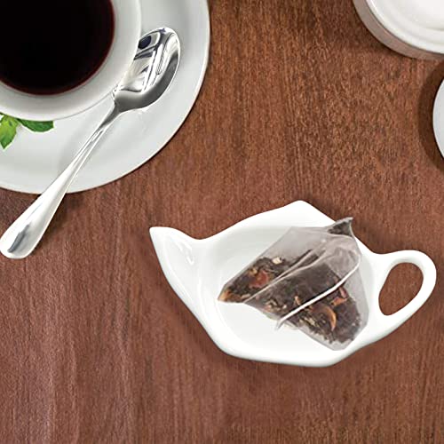 Ceramic Tea Bag Holder Teapot Shaped Teabag Coaster Tray Spoon Rest Set 4.5 inches