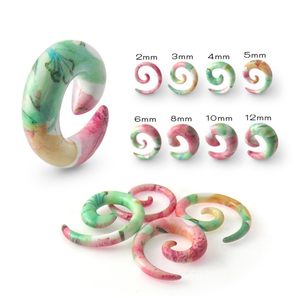 AtoZ Piercing 00 Gauge - 10MM Colorful Floral UV Acrylic Spiral Taper Stretchers Ear Plug - Sold by Piece
