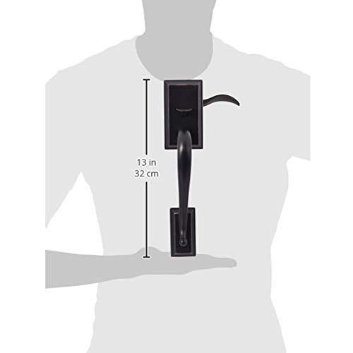 Amazon Basics Modern Exterior Door Handle with Right-Hand Wave Door Lever and Deadbolt Lock Set, Oil Rubbed Bronze