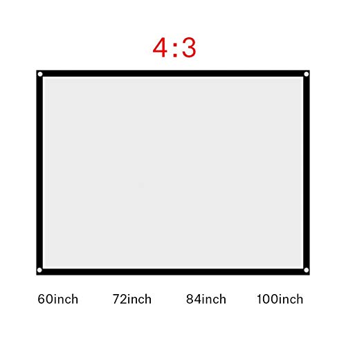 APAINI Projection 60-100 Inch Portable Foldable Non-Crease White Projector Curtain Projection Screen 4:3 (Size : 72 inch)