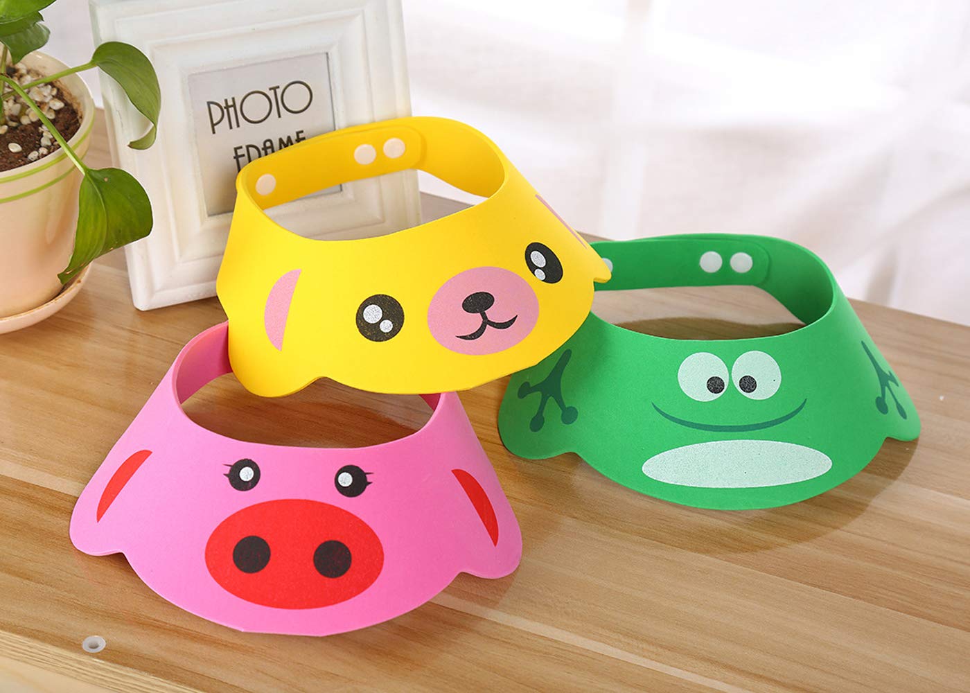 Adjustable Visor Cartoon Shampoo Shower Bathing Protection Cap for Toddler, Baby, Kids, Children, Set of 3