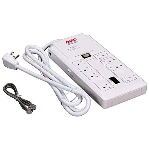 APC P8GT 8 Outlets 120V Power-Saving Home/Office SurgeArrest with Phone Protection White, 9.1 x 14.0 x 1.5