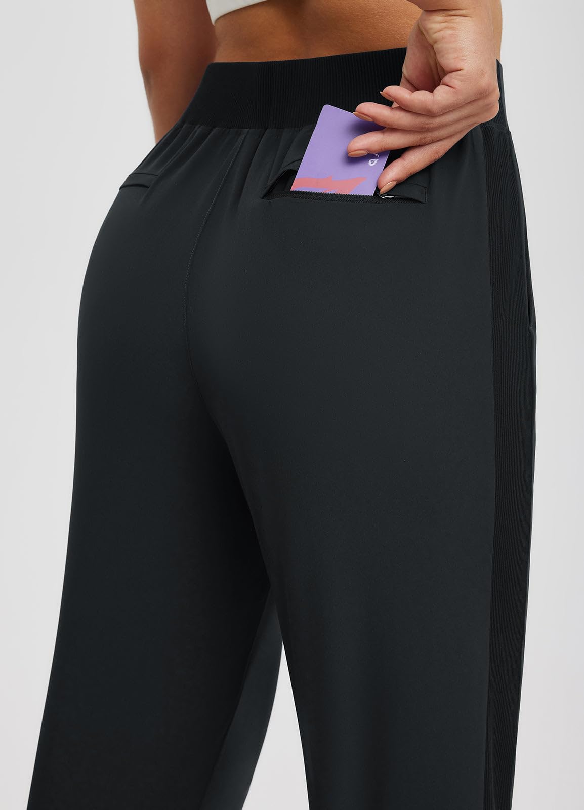 BALEAF Women's Joggers Pants Athletic Running Pants Tapered Quick Dry Jogger with Pockets Black L