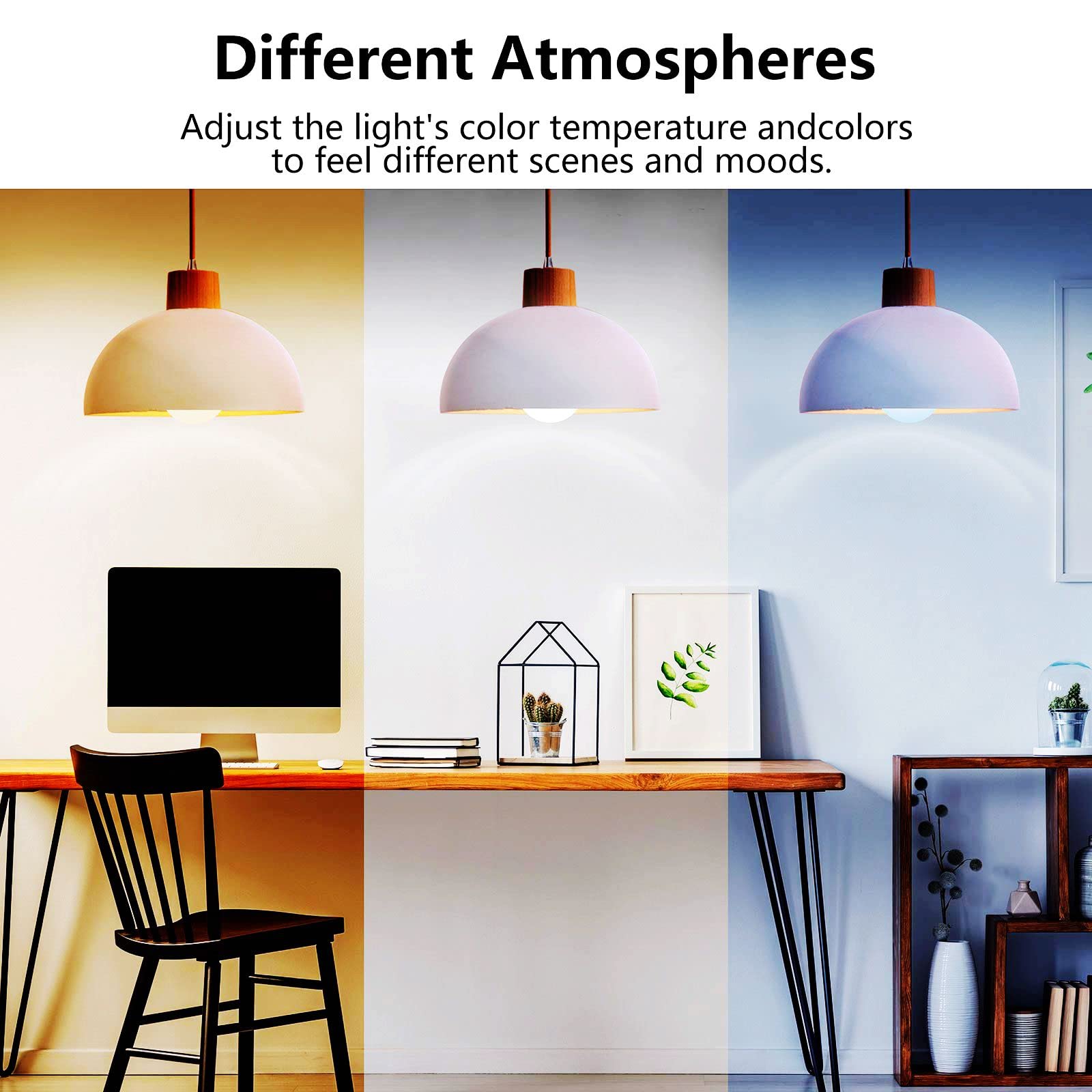 Alexa Smart WiFi Light Bulb, 9W RGBCW Color Changing Led Bulb Compatible with Alexa Echo Google Home and Siri, 2700K-6500K 900LM Dimmable A19 E26 80W Equivalent, No Hub Required - 4 Packā¦