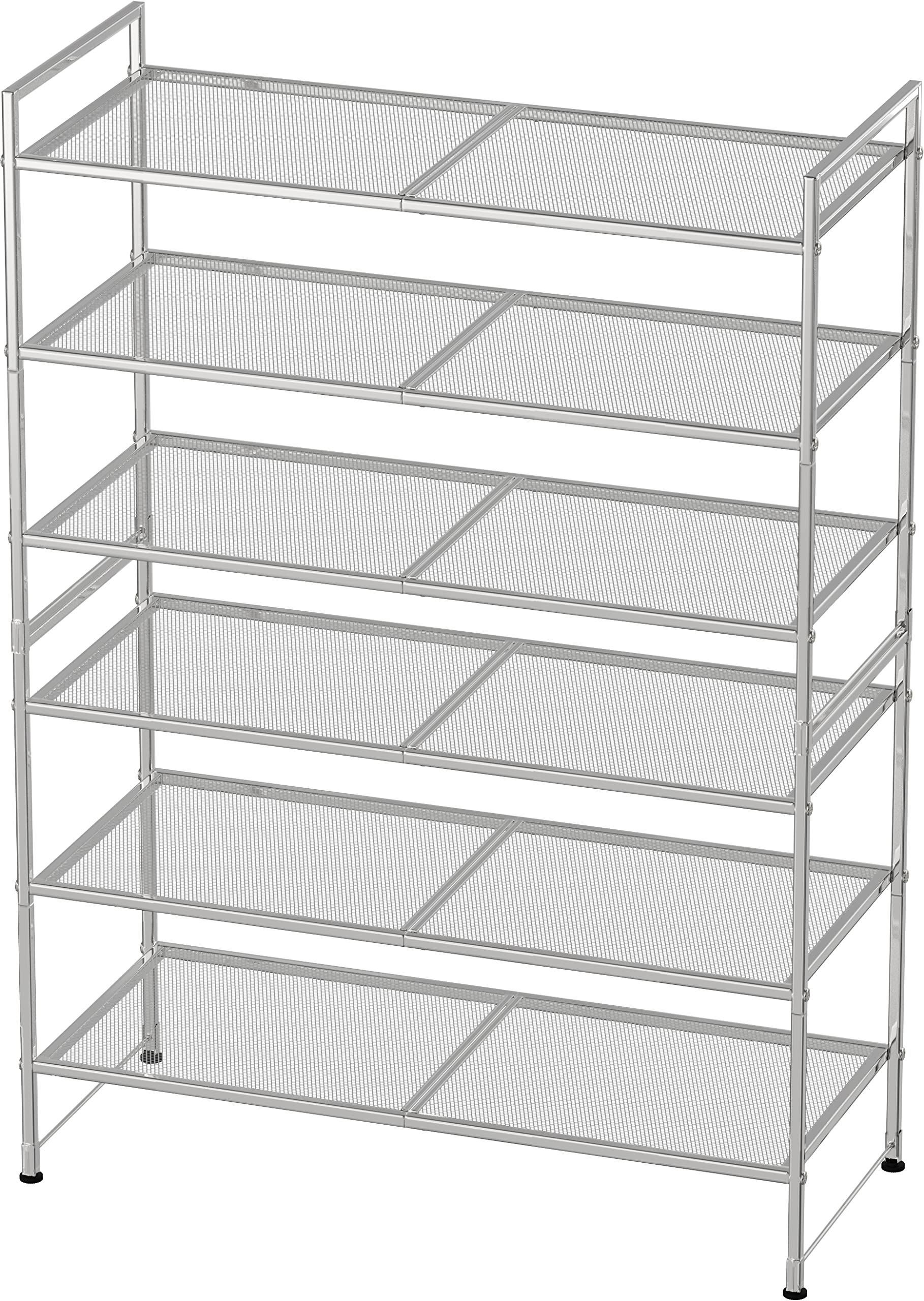 Simple Houseware 3-Tier Stackable Shoe Shelves Storage Utility Rack, Silver