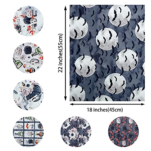 CEYOU Zyoug 7pcs 18 x 22 inches (45 x 55 cm) 100Percent Cotton Fabric, Precut Fat Quarter Fabric Bundles with Multi-Color and Different Pattern for Quilting Patchwork, DIY Craft (Halloween Pattern )