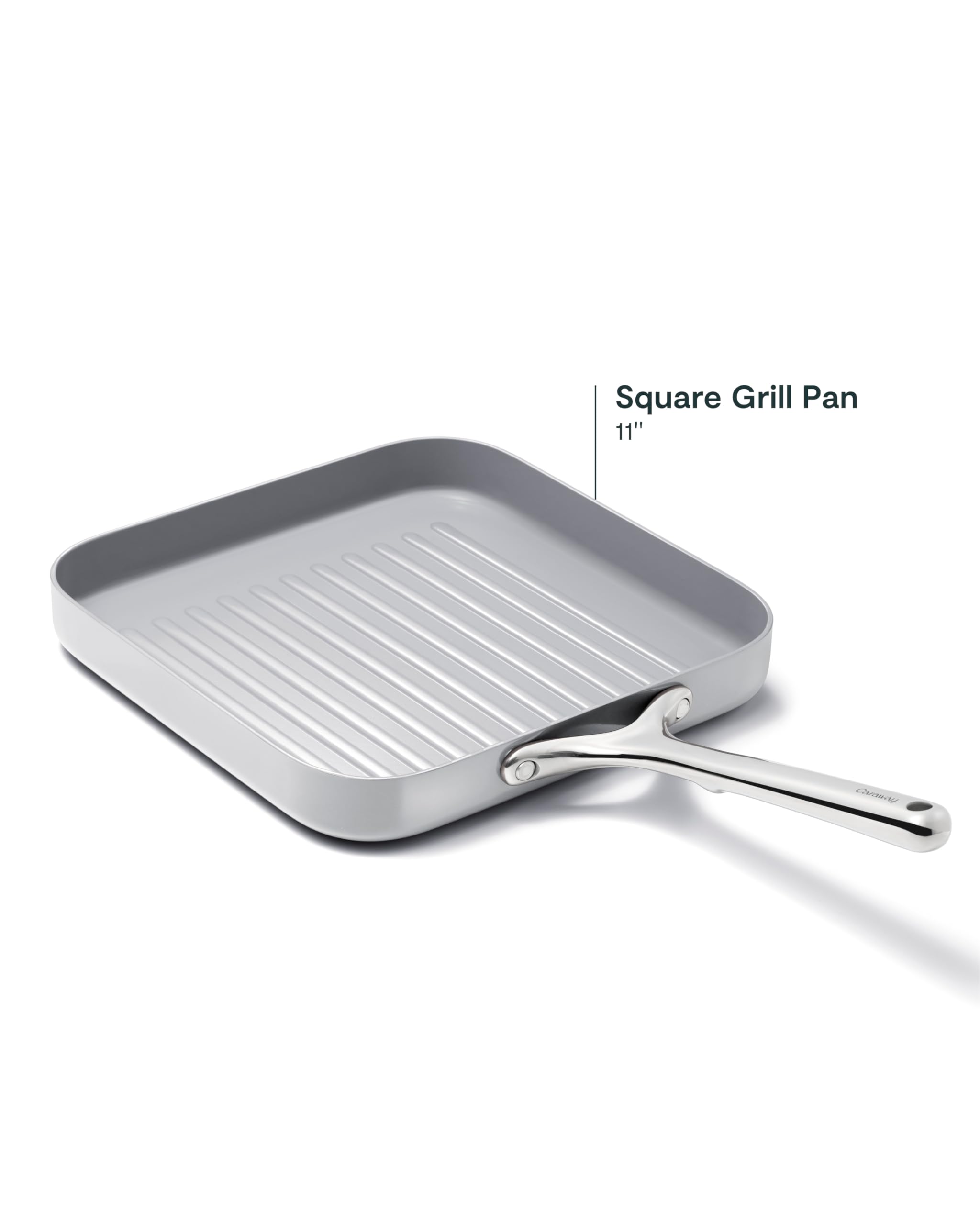 Caraway Square Grill Pan - 11β Grill Pan - Non-Stick Ceramic Coated - Non Toxic, PTFE & PFOA Free - Oven Safe & Compatible with All Stovetops - Gray