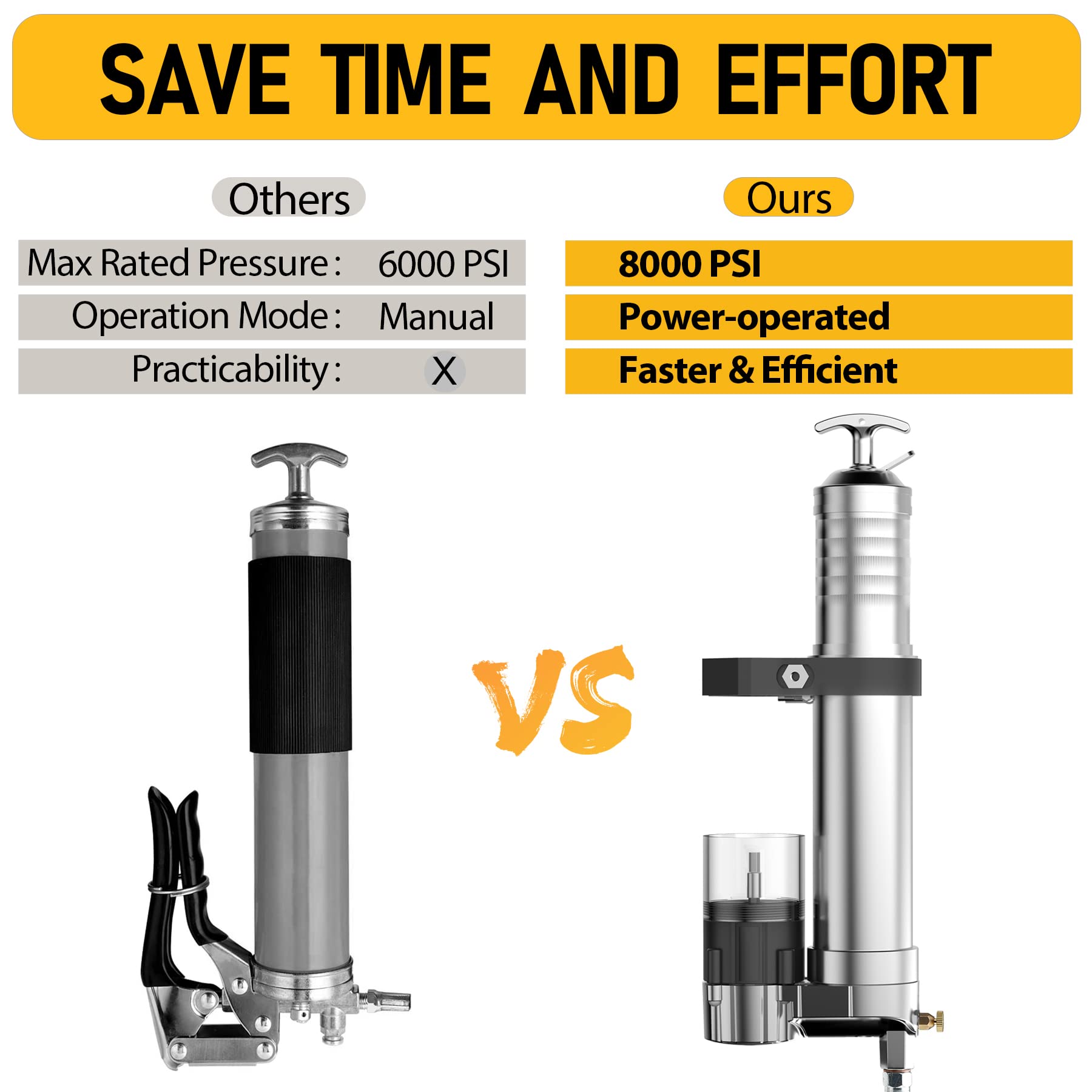 ATIVERE Electric Grease Gun Drill Adapter with 14 OZ Load, Locking Grease Gun Coupler, 12 Inch High Pressure Hose, Extension Rigid Pipe, Pneumatic Tool, Universal Conversion Gun Head