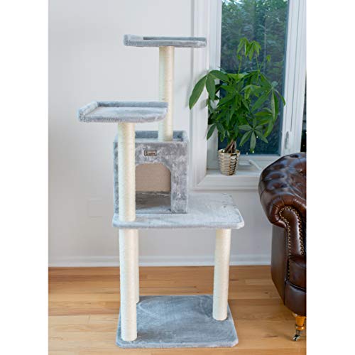 Gleepet GP78571022 Cat Tree, Real Wood Play House, Silver Gray,14 D x 27 6 W x 57 H