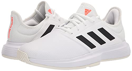 adidas Women's Gamecourt Tennis Shoe, White/Black/Solar Red, 9