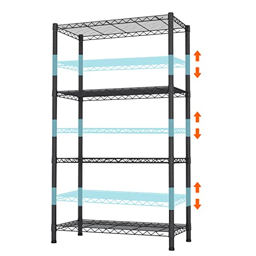 SINGAYE 4-Shelf Adjustable, Heavy Duty Storage Shelving Unit (350 lbs Loading Capacity per Shelf), Steel Organizer Wire Rack, Black (36" L x 14" W x 54" H)