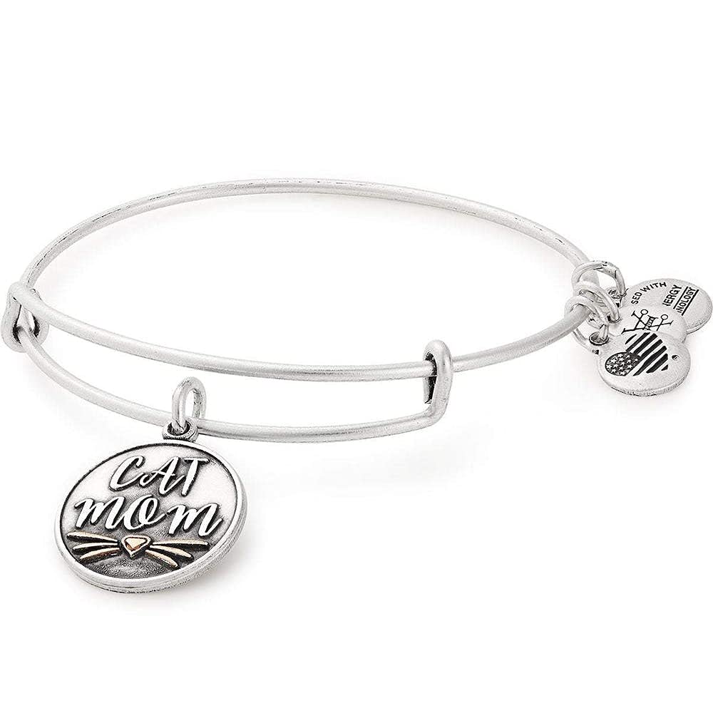 Alex and Ani Expandable Wire Bangle Bracelet for Women, Dog Mom Charm, Rafaelian Silver Finish, 2 to 3.5 in