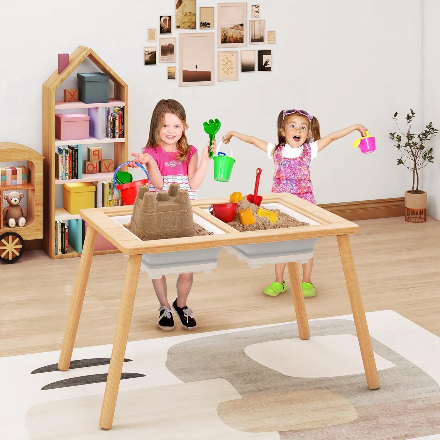 Beeneo Upgrades Sensory Table, Kid's Table Play Sand Table Indoor, Toddler Sensory Table, Kids Sensory Table and Chairs for Toddlers with Storage, Indoor Kids Play Table, Classroom Sensory Table