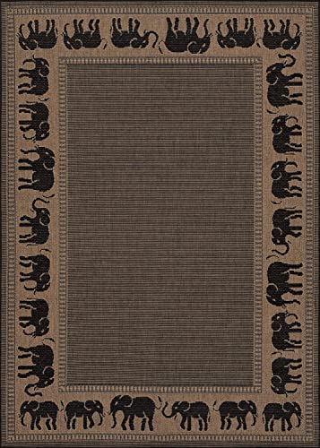 Couristan Recife Elephant Indoor/Outdoor Area Rug, 3'9" x 5'5", Cocoa-Black