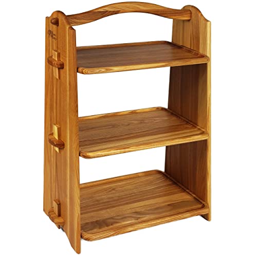 Wood Shelves, 3 Tier Storage Organizer, 100% Ash Wood, Holder Handcrafted for Bathroom Living Room, Bedroom, Kitchen, Wood Rack for Countertop, Made in Europe, Gift Idea (Natural, 20x14x7)