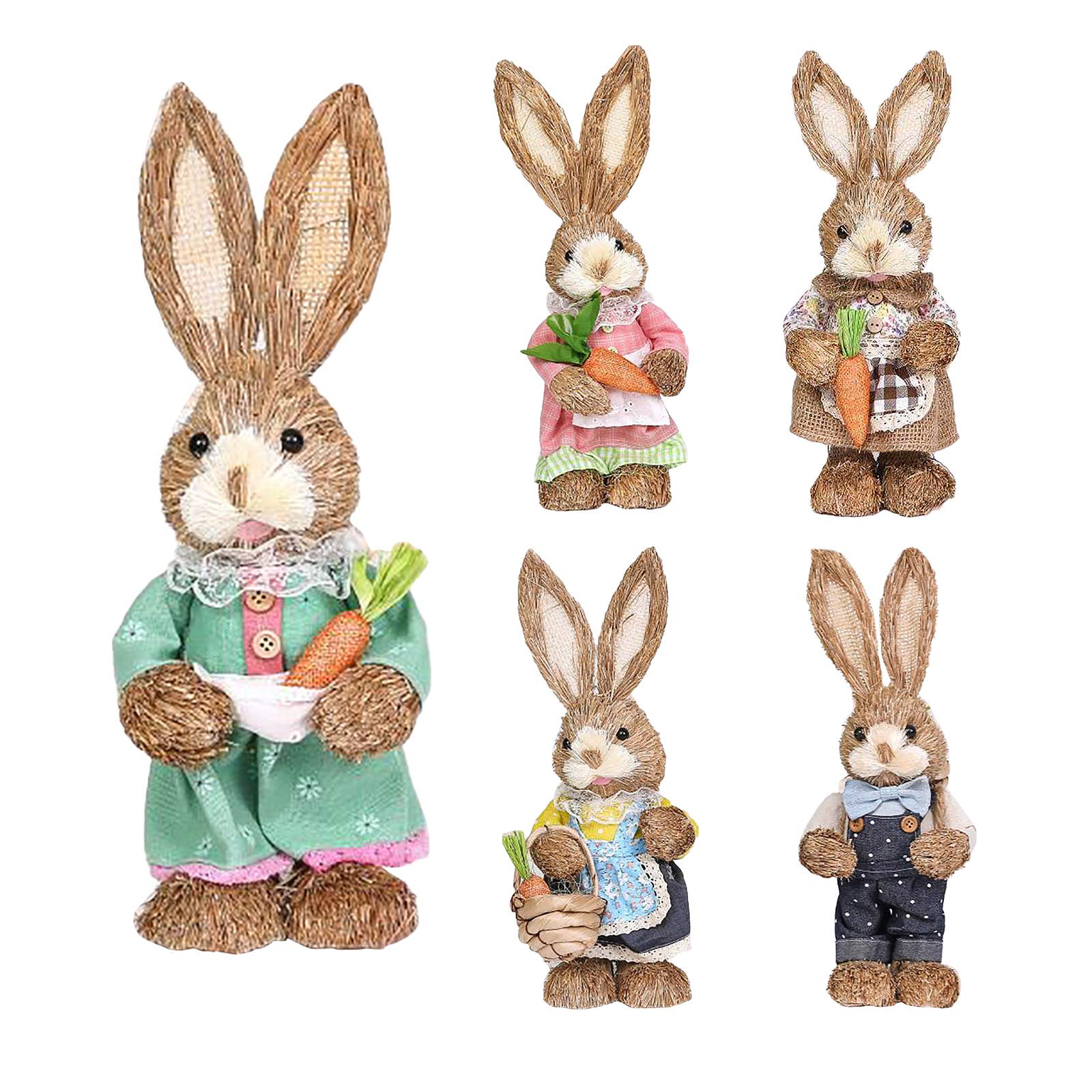 Ewer Easter Simulation Rabbit, Cartoon Dressed Rabbit Ornament with Carrot, Artificial Simulation Foam Rabbit for Easter Decor Garden Party Home Decorations Photography Props X8APV29X1410GHW