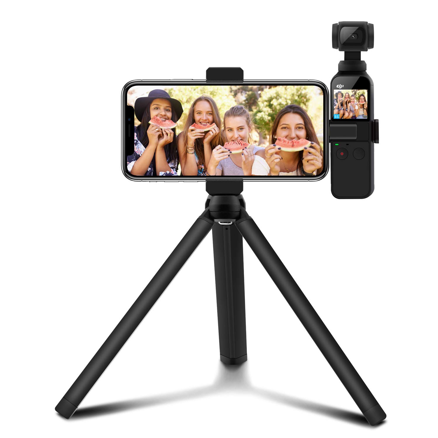 Alcoon Aluminum Handheld Phone Holder Tripod Mount Stand Compatible for DJI Osmo Pocket Accessories with Cold Shoe Interface and 1/4 Inch Thread
