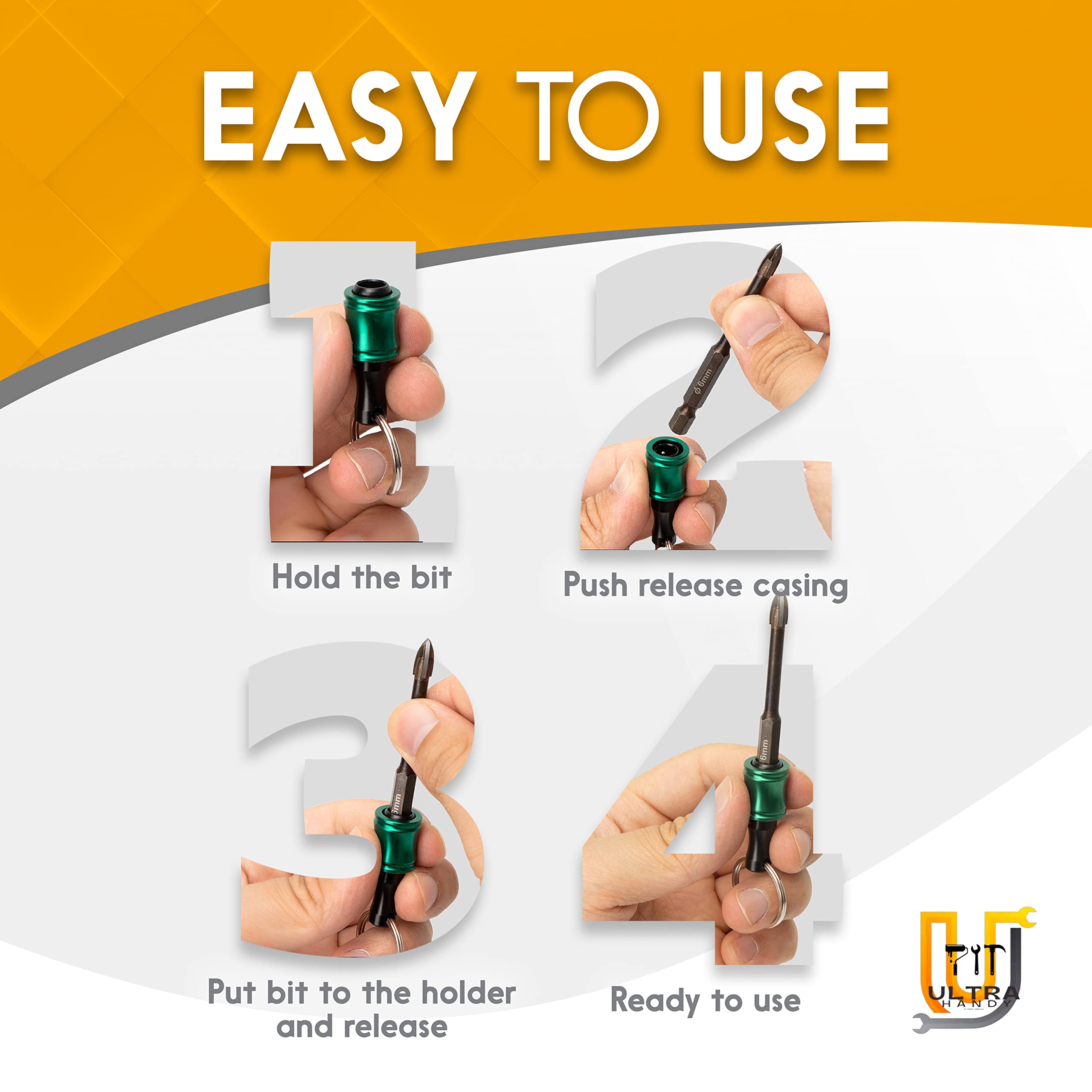 Bit Holder Keychain 2 x 6 PCS - Convenient Drill Bit Holder & Screwdriver Bit Organizer for DIY Enthusiasts - Portable, Easy-Access Design for Organized & Handy Bits - Perfect for On-the-Go Tasks