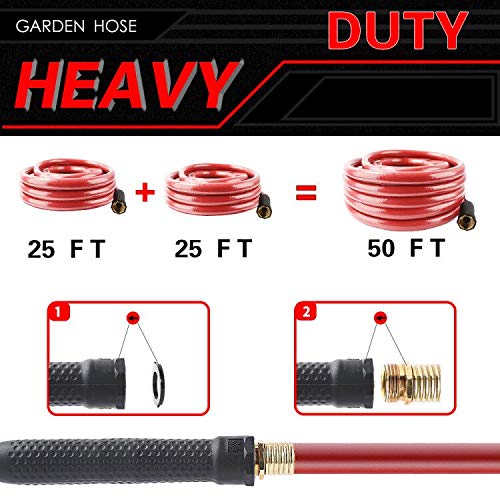 Solution4Patio Homes Garden Hose No Kink 3/4 in. x 25 ft. Red Water Hose, No Leaking, Heavy Duty, Brass Fittings 12 Year Warranty, No DOP, Environmental-Friendly