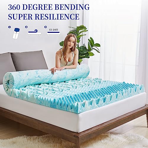 DQZ 2 Inch Queen Mattress Topper 7-Zone Memory Foam Mattress Topper - Cooling Gel Foam Mattress - Upgraded Soft Mattress Pad - Ergonomics Mattress Pad - CertiPUR-US and Oeko-TEX Certification