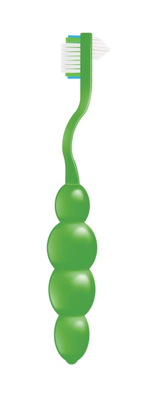 Dr. B Dental Solutions Ergonomic Denture Toothbrush Extra Soft Bristles, Removes Stains & Odor Precision Design for Implants & Overdentures Single Green Pack