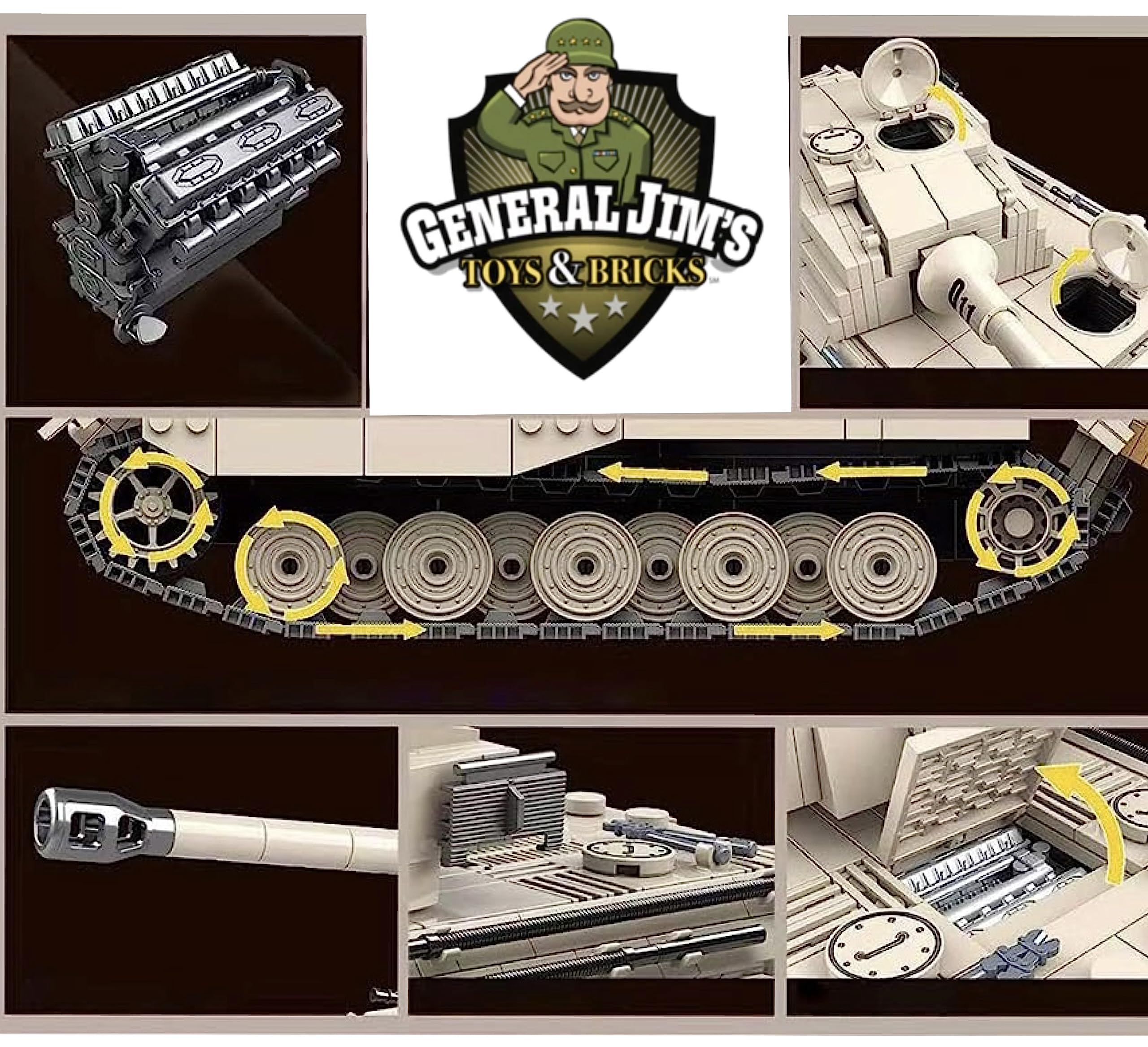 General Jim's Military Brick Building Set - WW2 German Army King Tiger Panzer VI Tank Building Blocks Model Set for Military, World War 2 and Building Enthusiasts Including Teens and Adults
