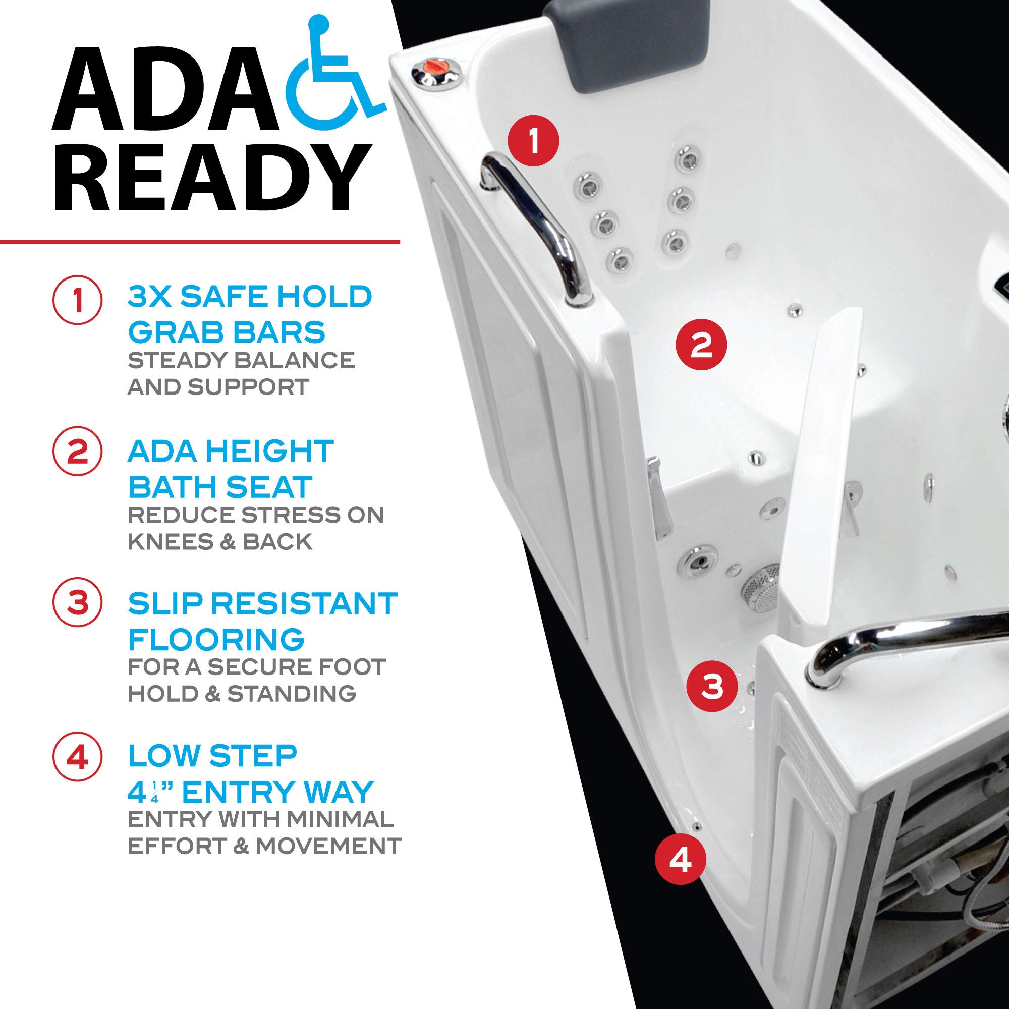 ANZZI Walk-in Bathtub 27'' x 53'' Left Drain Fully Loaded, Air Jets & Whirlpool Massage Jets, Hot Tub, Quick Fill, 6 Setting Handheld Shower Sprayer, Aromatherapy, Bath Pillow, LED Lights 2753FLWL