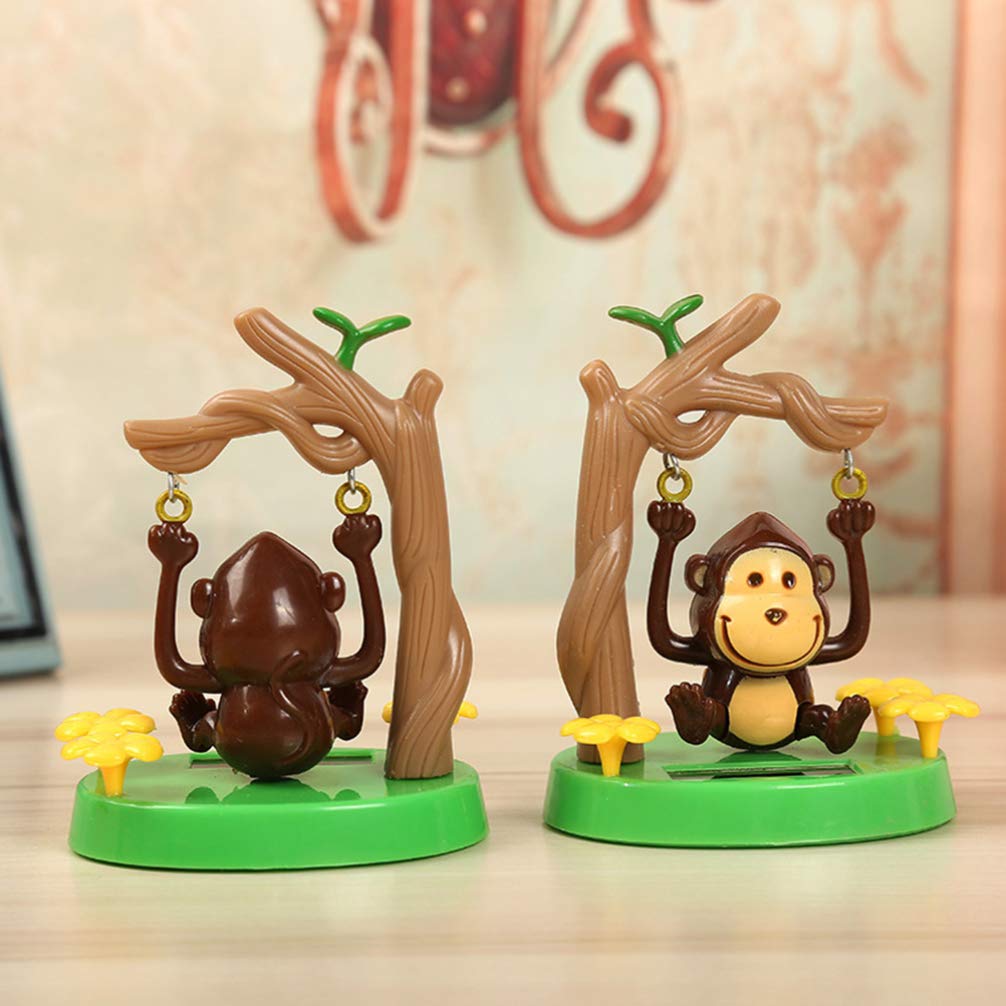 Amosfun 2Pcs Solar Powered Dancing Toy Swinging Monkey Bobbleheads Shaking Car Dashboard Ornament for car Interior Decorations Ornament Gift