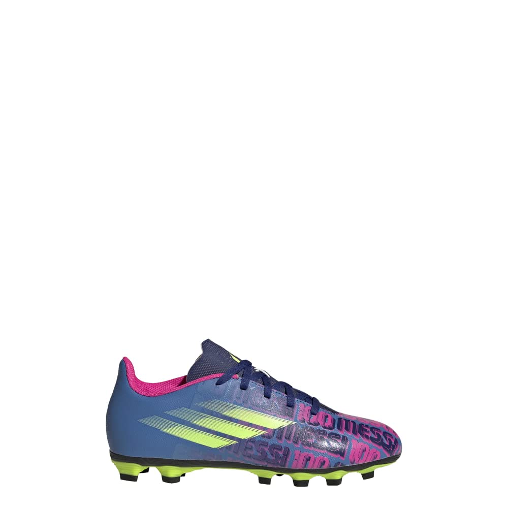 adidas X Speedflow Messi.4 Flexible Ground Cleats Soccer (Little Kid/Big Kid) Victory Blue/Shock Pink/Solar Yellow 4 Big Kid M