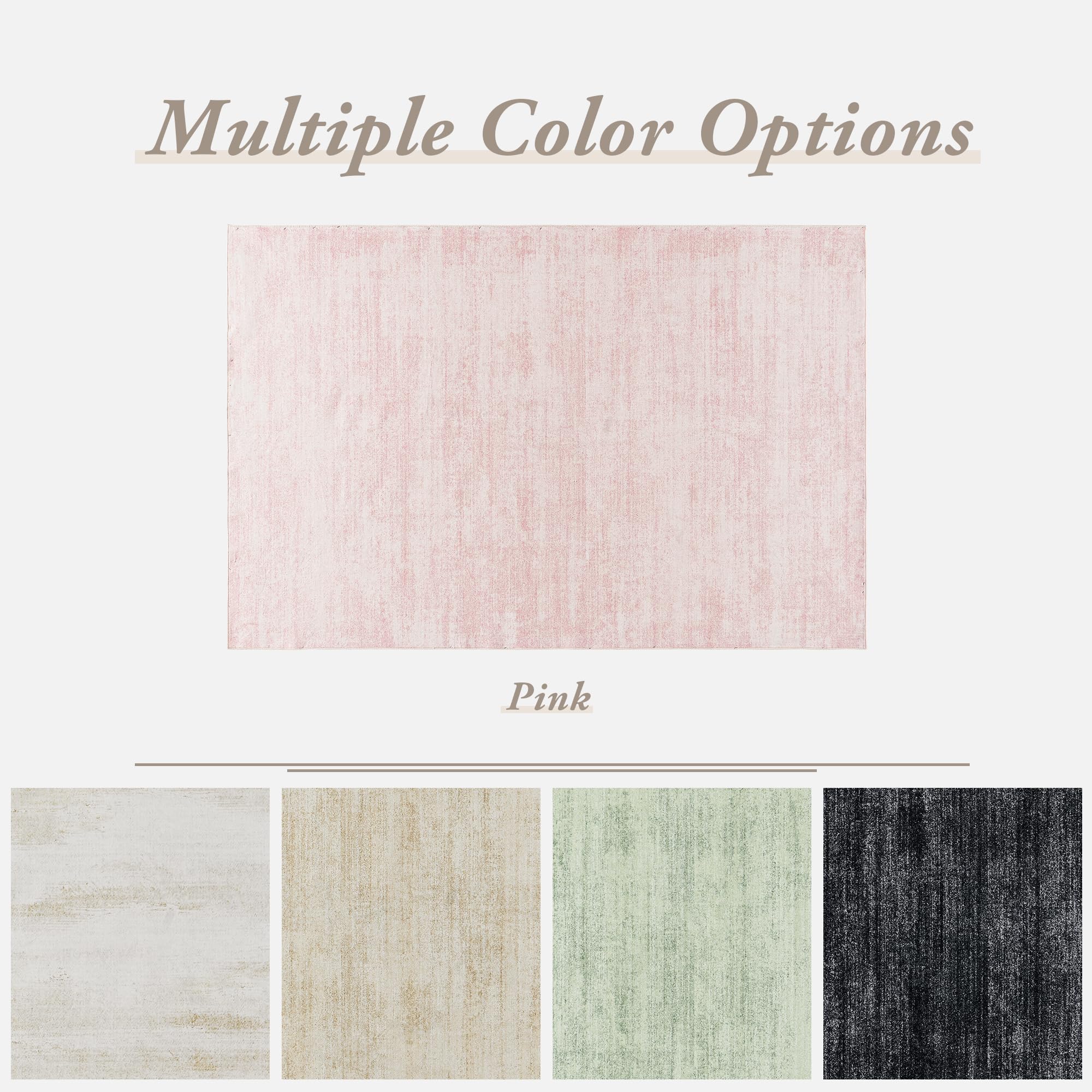 BILEEHOME Light Pink Rug 5x7 for Nursery Bedroom,Abstract Cute Modern Washable Boho Area Rugs for Girls Room,Blush