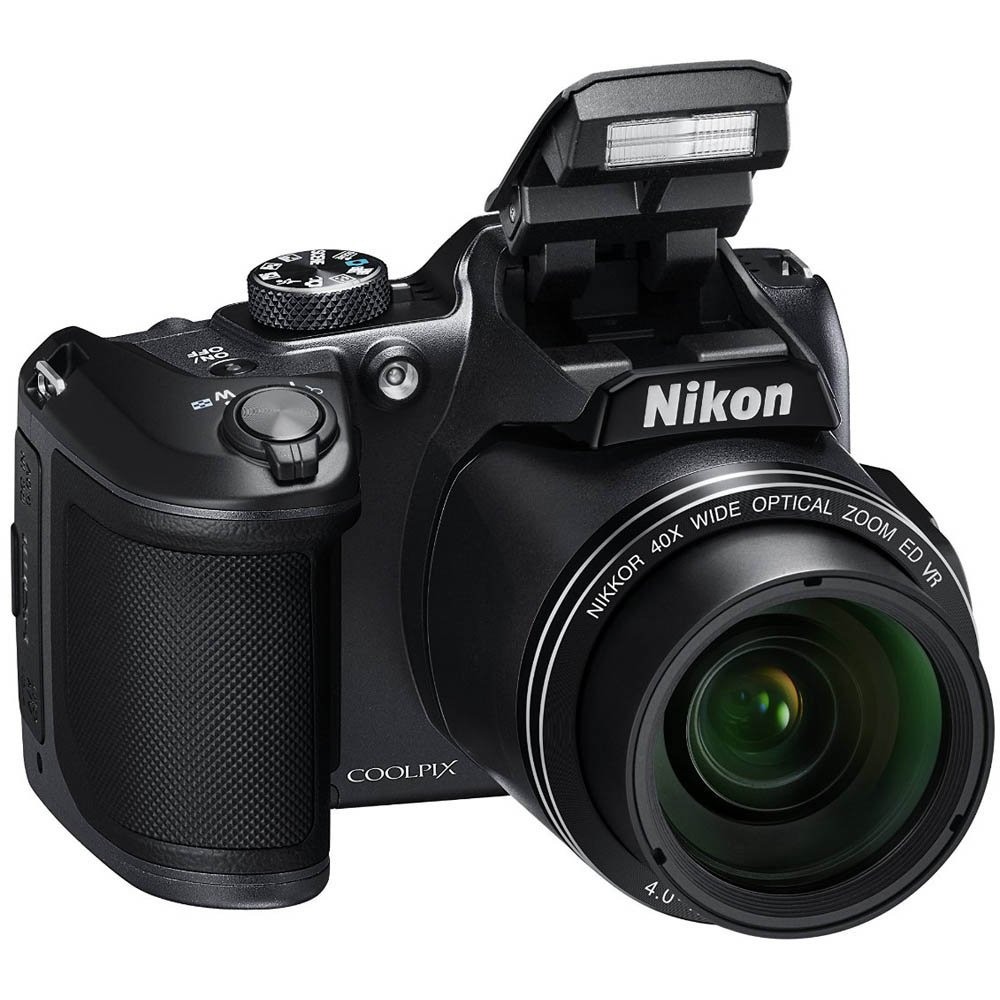 Nikon COOLPIX B500 16MP 40x Optical Zoom Digital Camera Black Bundle with 16GB Memory Card, Camera Bag for DSLR and 4X Rechargeable AA Batteries with Charger