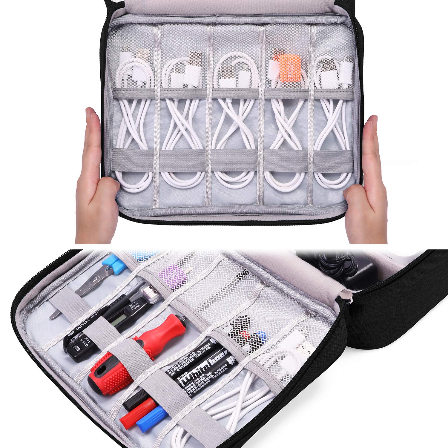 Alena Culian Electronic Organizer Travel Universal Cable Organizer Bag Portable Waterproof Electronics Accessories Cases for Cable, Charger, Phone, USB, SD Card