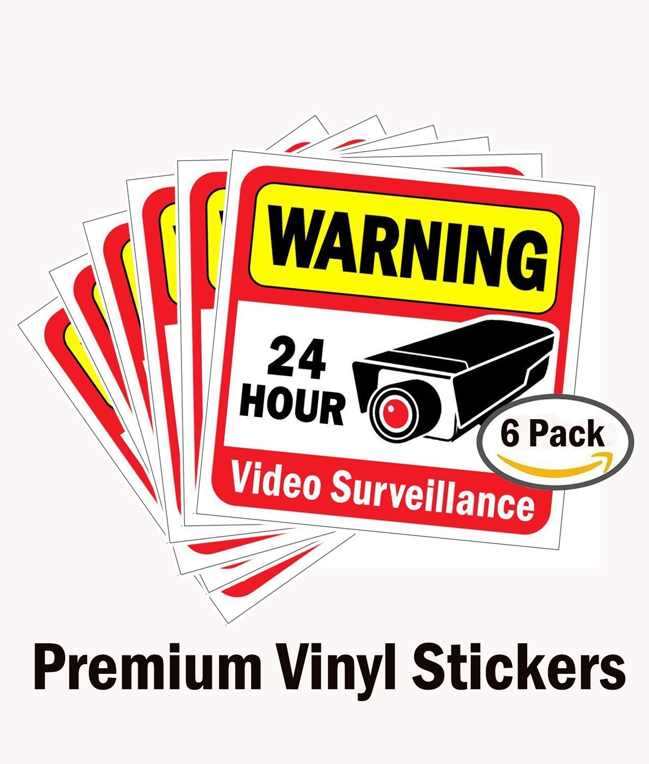 WISLIFE Video Surveillance Sign Set, 2 (10" X 7") Aluminum Warning Signs & 6 (6"X6") Window Stickers, Video Security Signs