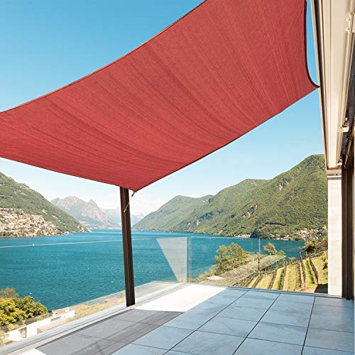 Amagenix Sun Shade Sails Canopy, Rust Red Curved Rectangle Outdoor Shade Canopy 12'X16' Breathable 95% UV Block Canopy for Outdoor Patio Garden Backyard (We Make Custom Size)
