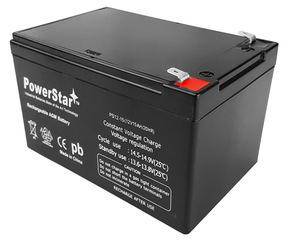 PowerStar 12V 15AH F2 UPS Backup Battery Replaces Vision HP12-65W, HP 12-65W