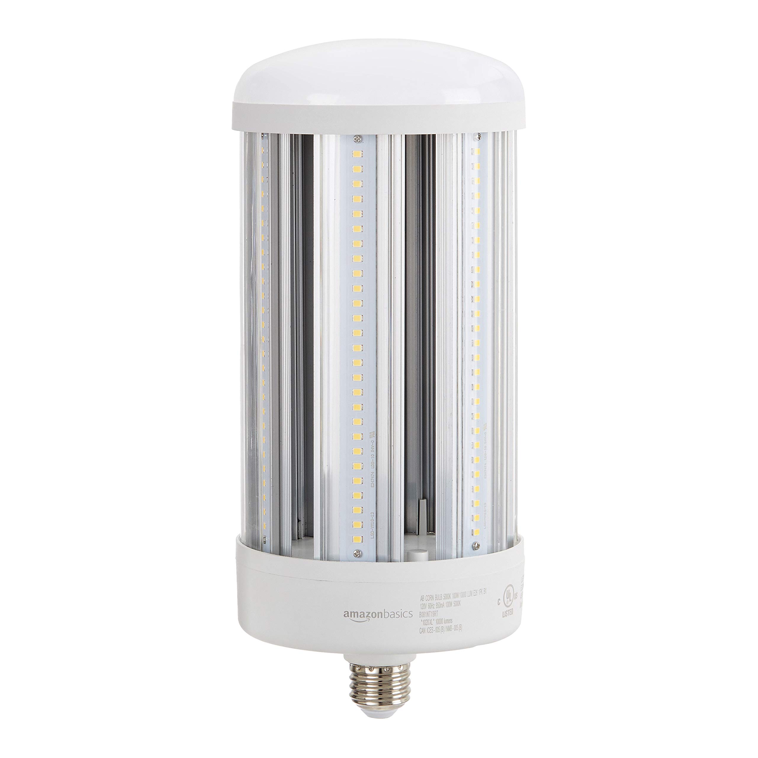 Amazon Basics 100W LED Corn Bulb, 10,000 Lumens, 50,000 Hours, E26 Base, Daylight White