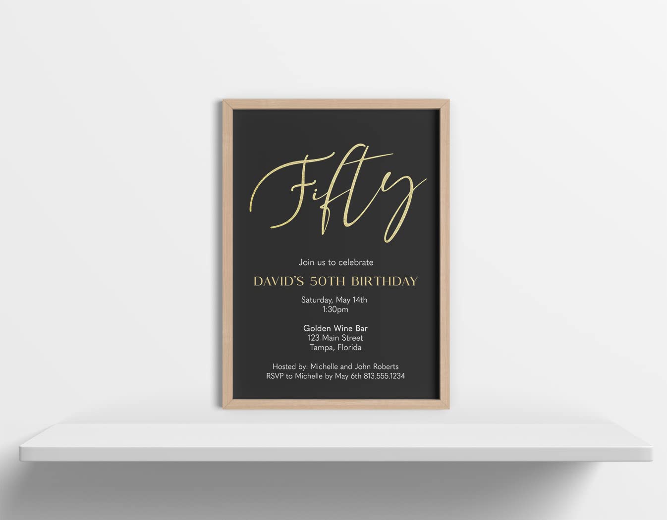 Birthday Party Invitations 30th 40th 50th Thirty Forty Fifty Milestone Bday Black Gold 30 40 50 Customized Printed Invites (12 count)