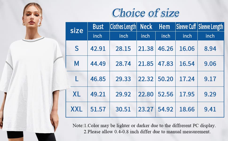 FSHAOES Women's Oversized T Shirts Casual Loose Half Sleeve Drop Shoulder Tees Summer Round Neck Cotton Tunic Tops Black