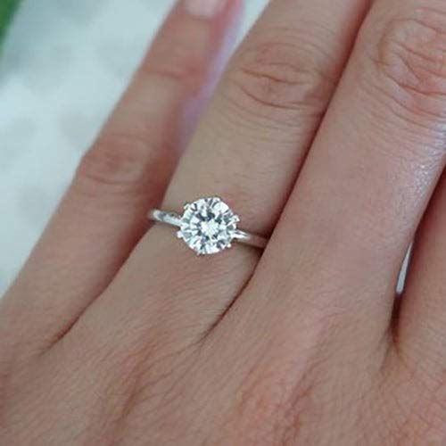 Amore 1CT 2CT 3CT DEW Solitaire Moissanite Engagement Ring by Ginger Lyne Choice of White Yellow or Rose Gold over Sterling Silver Wedding rings for women by Ginger Lyne