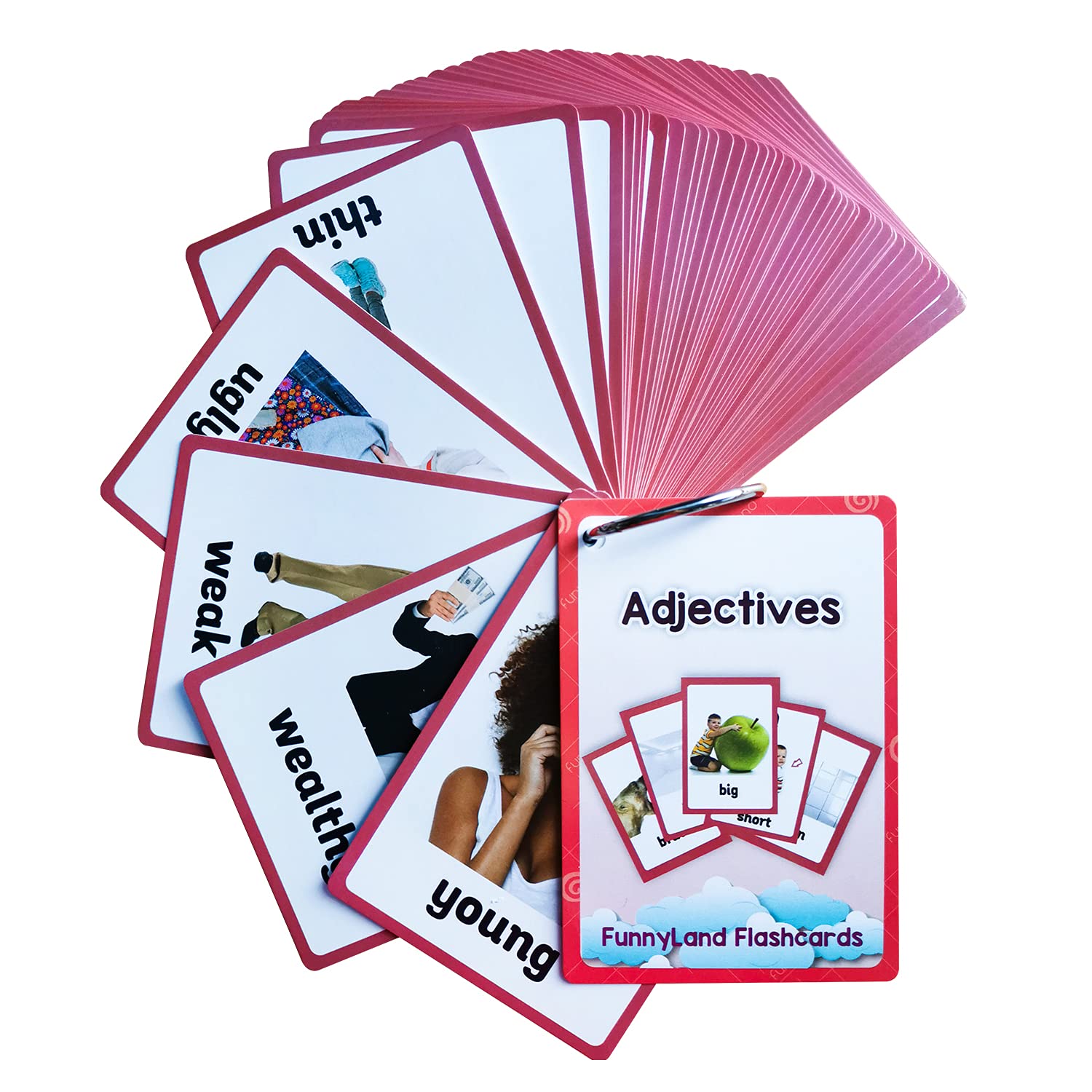 Lilias Verbs/Adjectives/Prepositions Flash Cards, English Words Learning Pocket Card for Toddlers, Toddler Learning Toys, Learning Supplies for Kindergarten Preschool, 3 Themes Set
