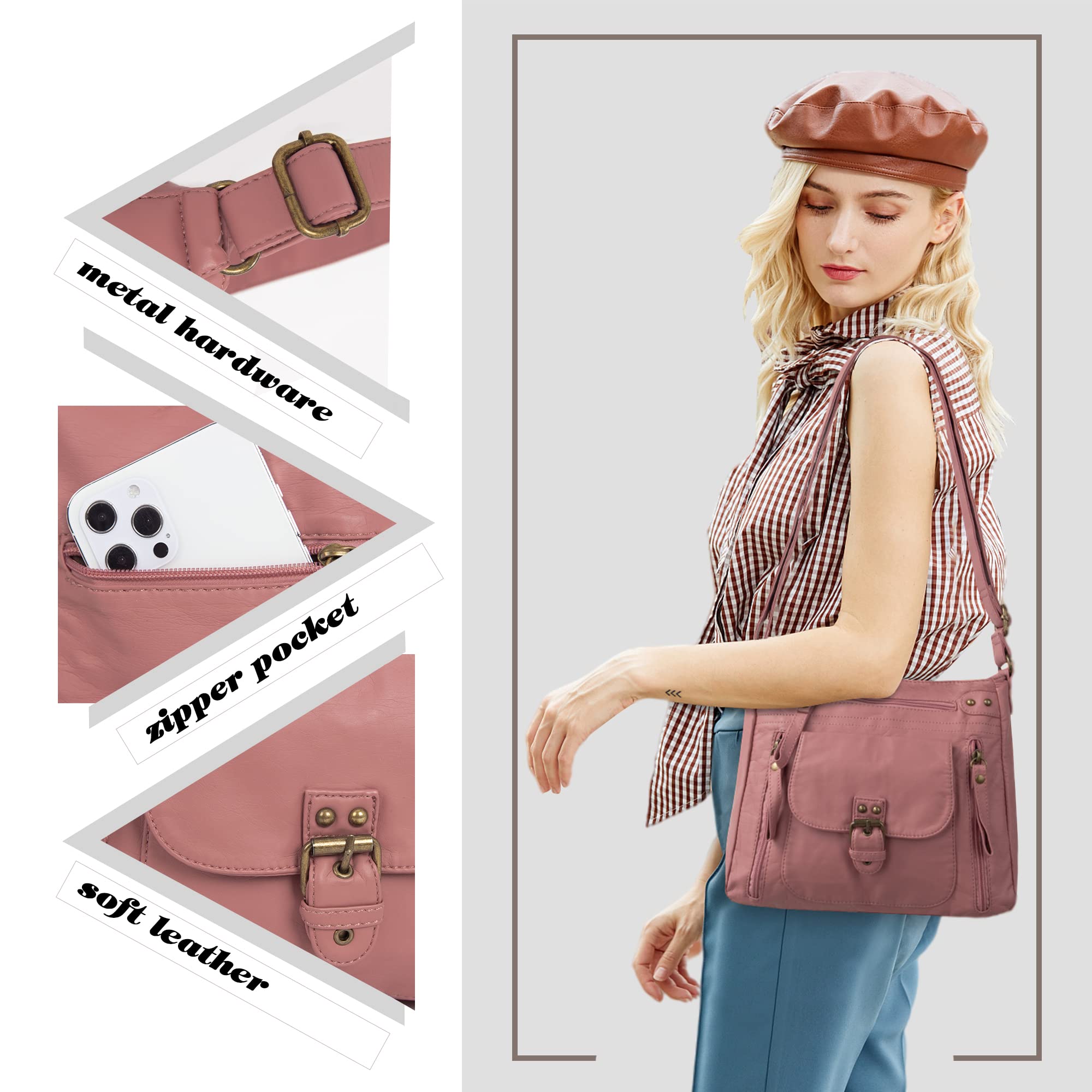 cross body bag purses for women Mini Shoulder Purses and Handbags Medium, Fashion Ladies PU Washed Leather Samll Black Purses
