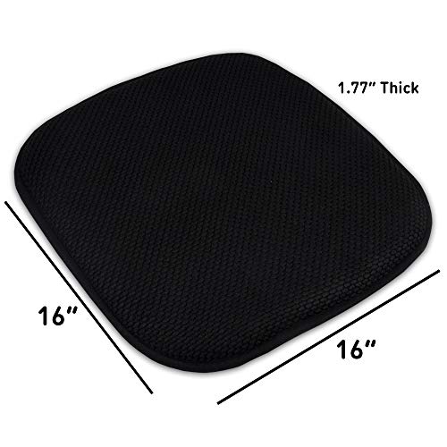 Sweet Home Collection Cushion Memory Foam Chair Pads Honeycomb Nonslip Back Seat Cover 16" x 16" , Black 6 Pack