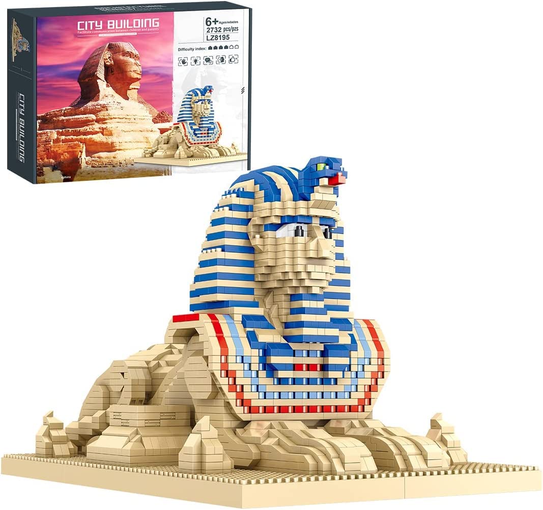 Auspcers Sphinx of Giza Micro Mini Building Blocks Set, (2732 Pieces) Small Particles Famous Attraction Model Kit, Famous World Architecture Educational Toys Micro Bricks for Kids Adults
